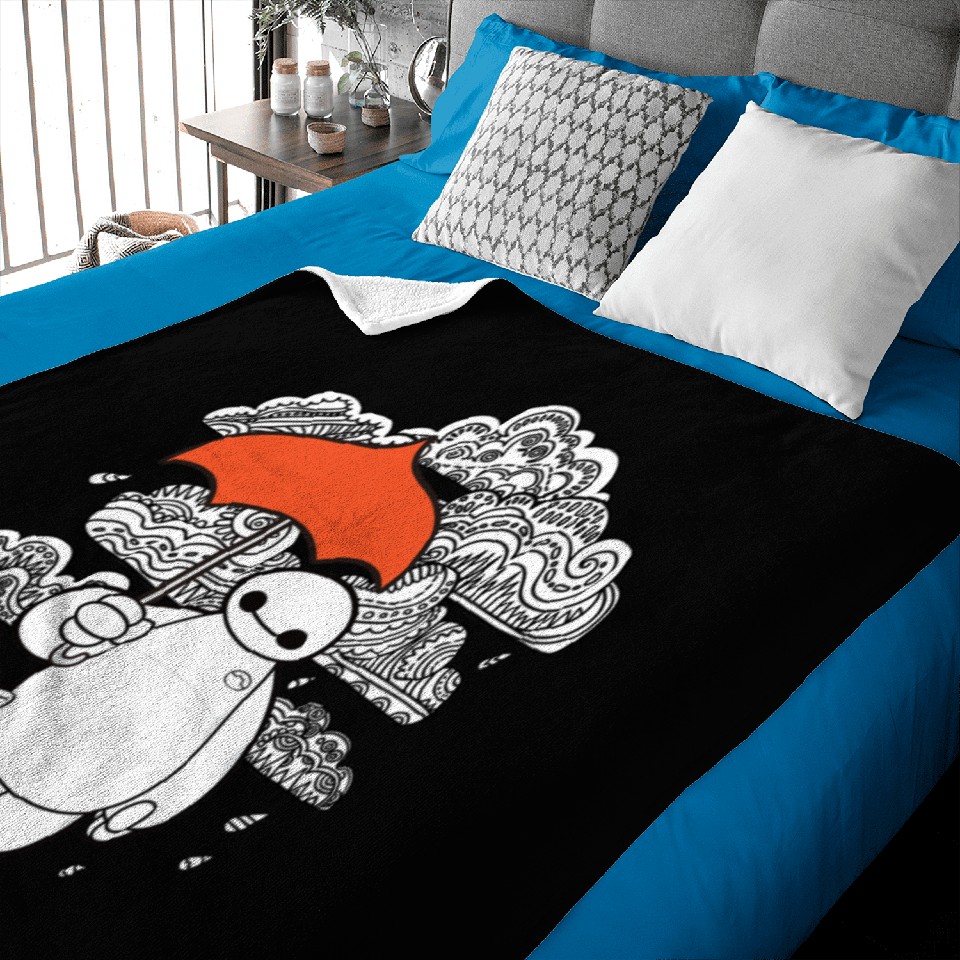 Disney Big Hero 6 Baymax Patterned Rain Clouds Portrait Baby Blankets ...