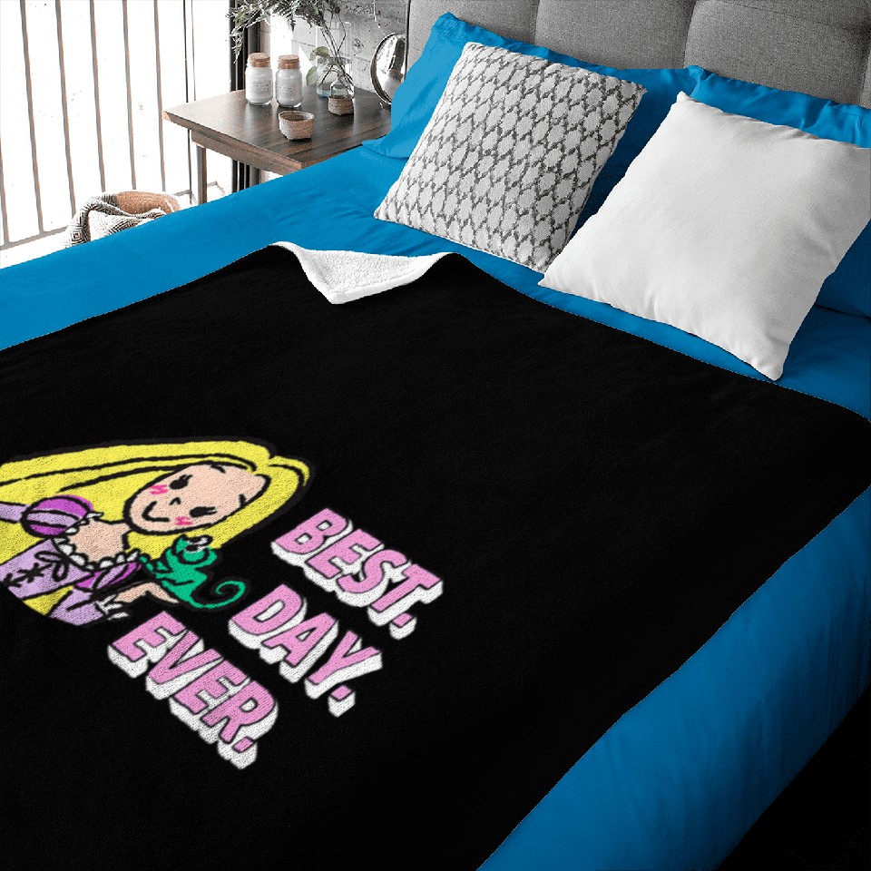 Disney Tangled Rapunzel Pascal Drawing Best Day Ever Logo Baby Blankets ...