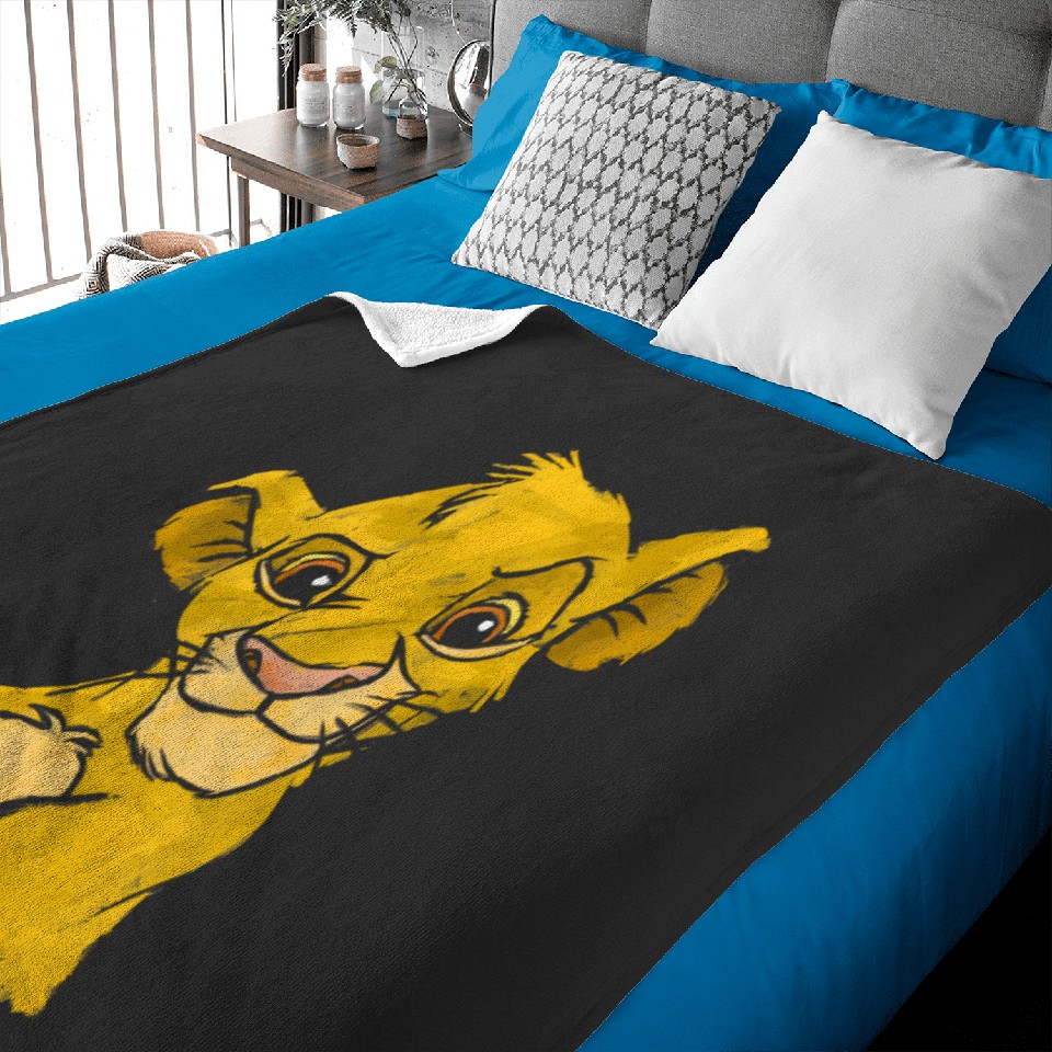 Disney Lion King Young Simba Smiling Portrait Sketch Baby Blankets | ID ...