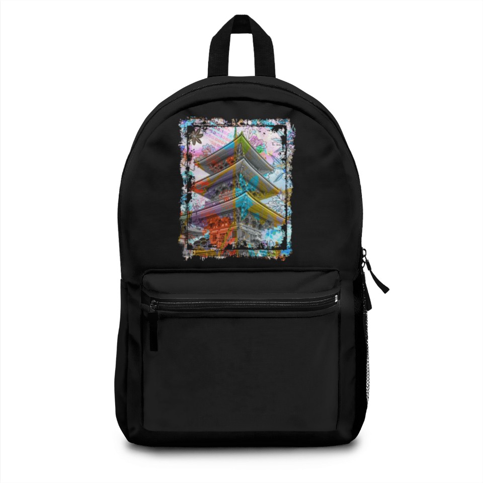 Japan Pagoda Cherry Blossoms Collage Art 70 Backpacks | ID 47538858 by ...