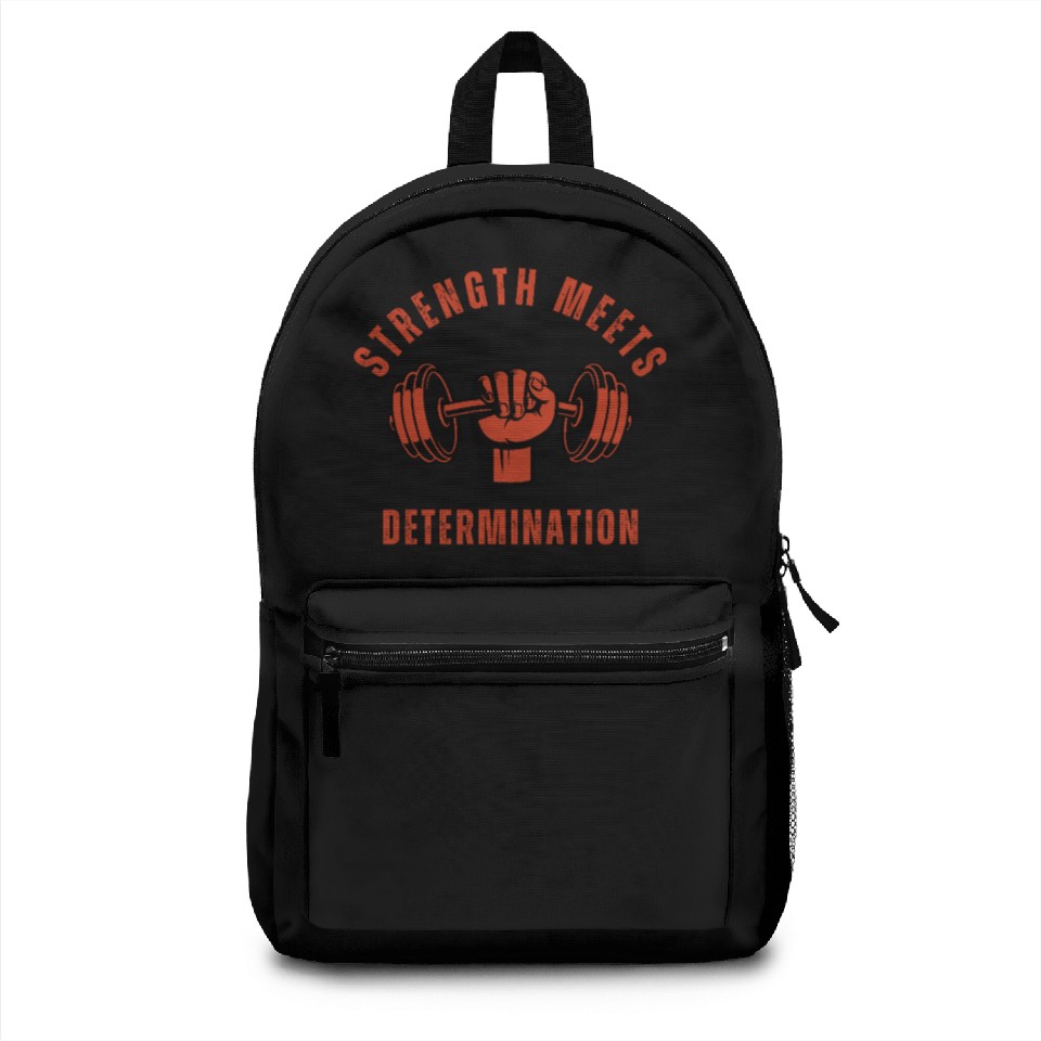 Strength meets determination gym motivation Backpacks | ID 91347280 by ...