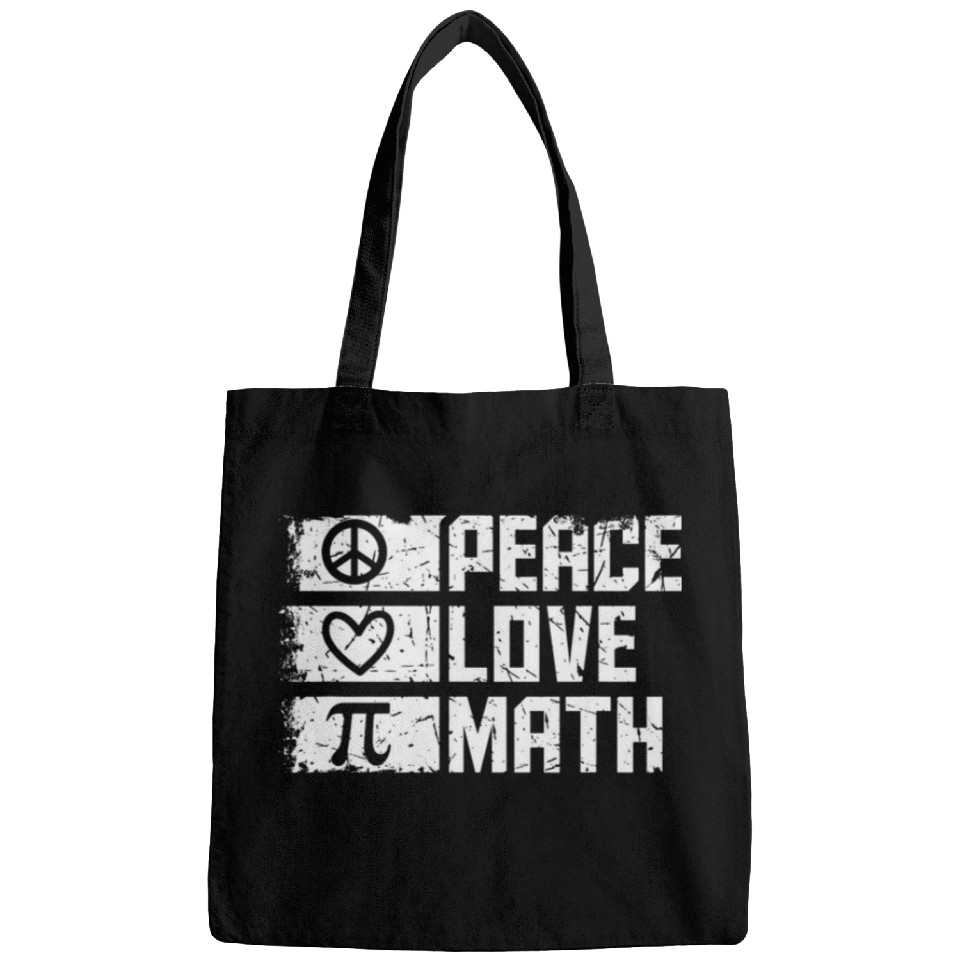 Funny Teacher Peace Love Math Science Nerdy Geeky Math Bags | ID ...