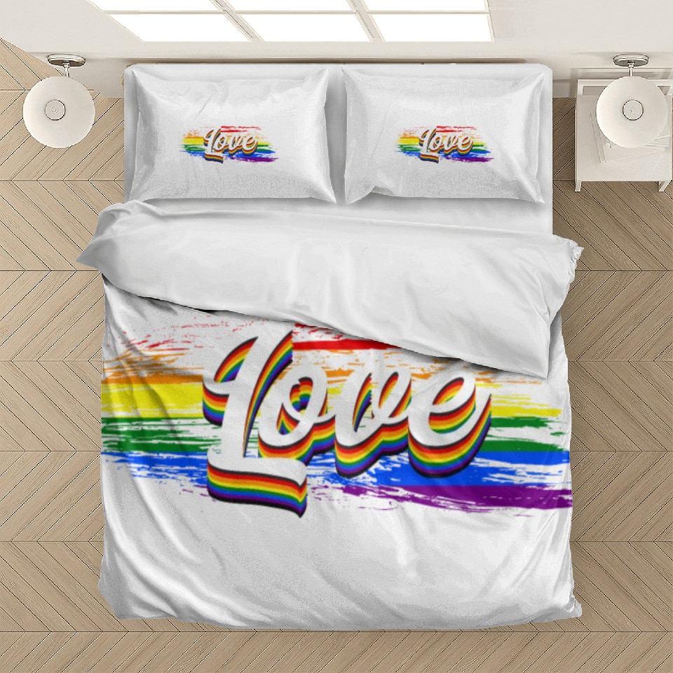 Love Rainbow Flag LGBT Tolerance Heart Pride Bedding Sets | ID 89253591 ...