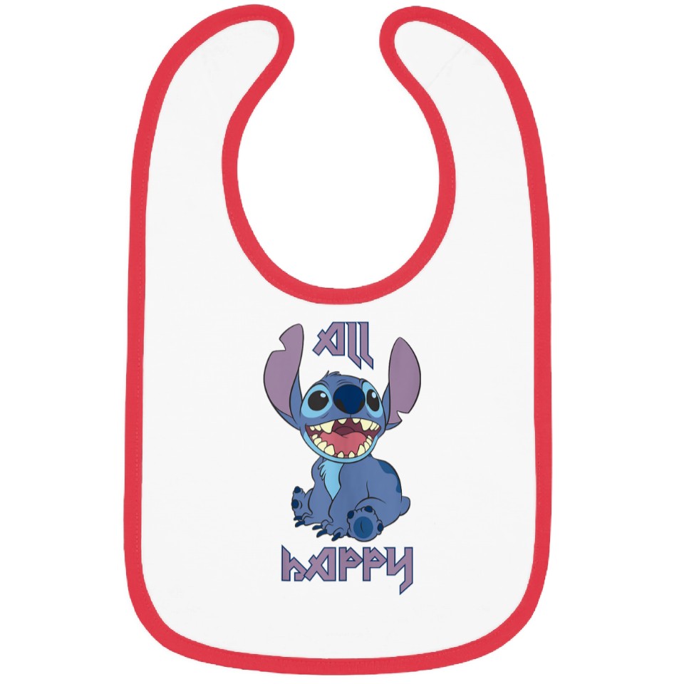 Disney Lilo Stitch All Happy Cute Stitch Smiling Portrait Bibs | ID ...