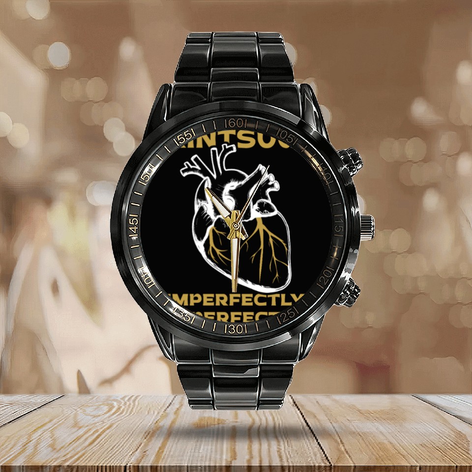 Kintsugi Imperfectly Perfect Kintsugi Heart Calendar Steel Band Watch ...