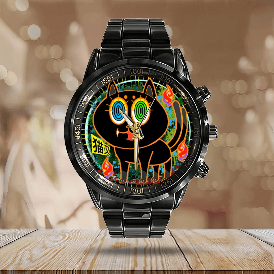 Nekomata Grumpy Cat with Vivid Calendar Steel Band Watch | ID 65504632 ...
