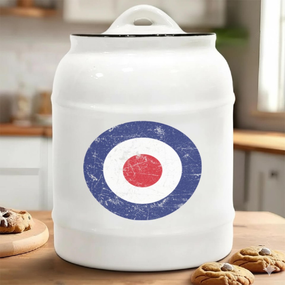 Distressed Target Bullseye British RAF Roundel Ceramic Cookie Jars | ID ...