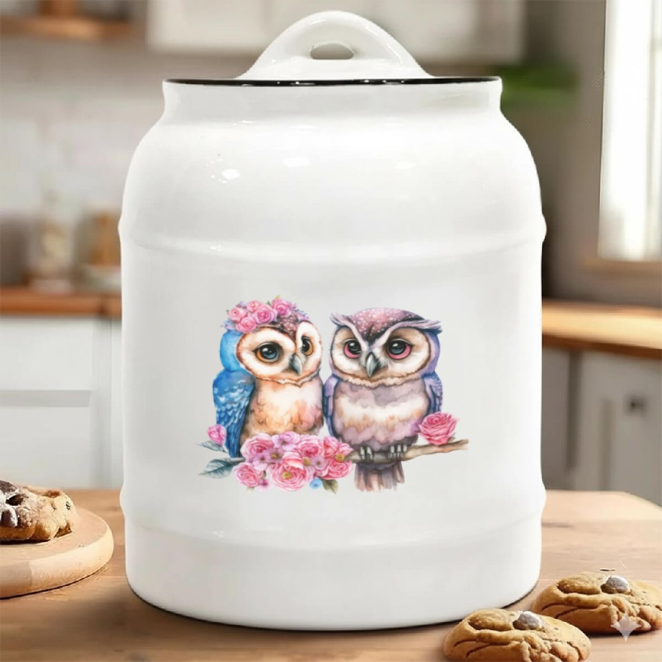 Owl Animal Cute Wild Bird Zoo Forest Nature Child Ceramic Cookie Jars ...