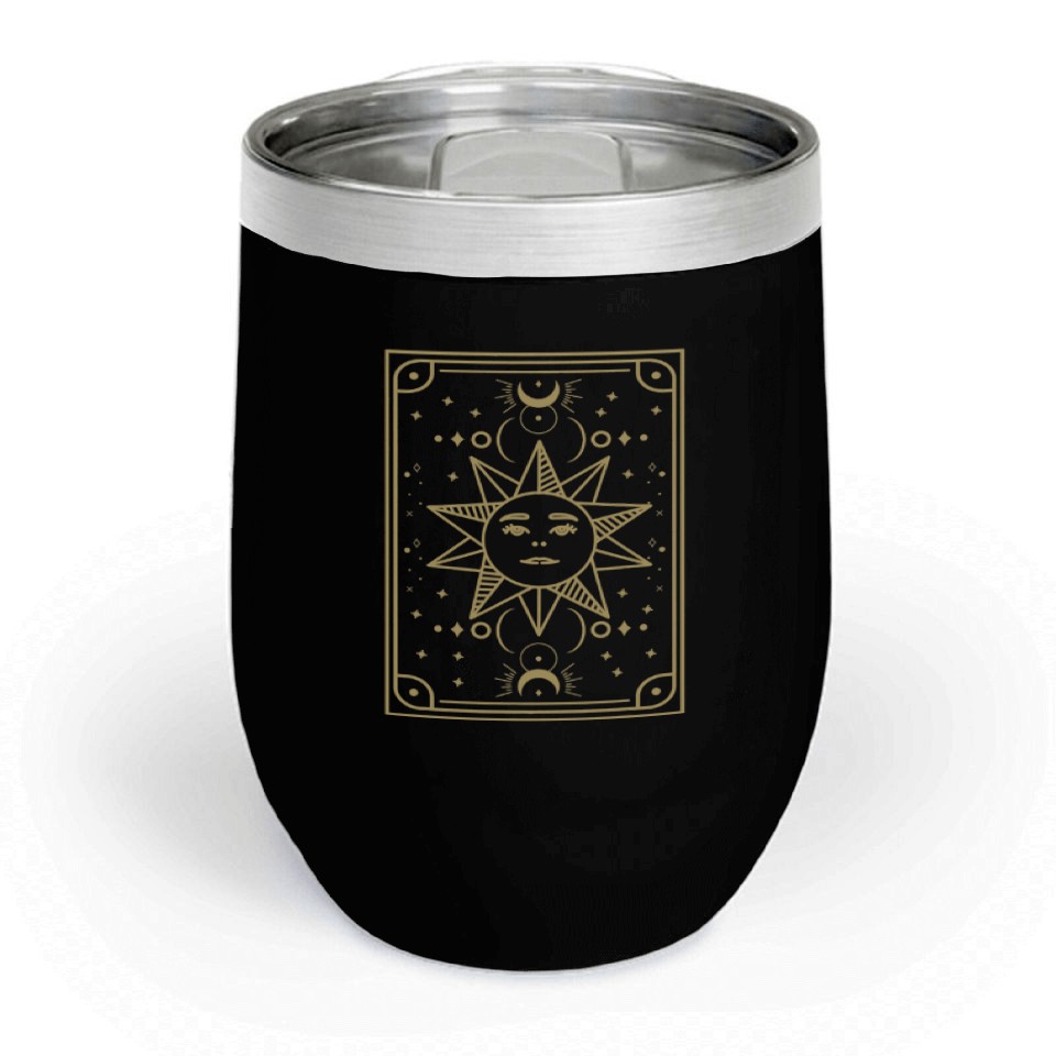 Gothic symbol sun Astrology tarot card Chill Wine Tumblers | ID ...