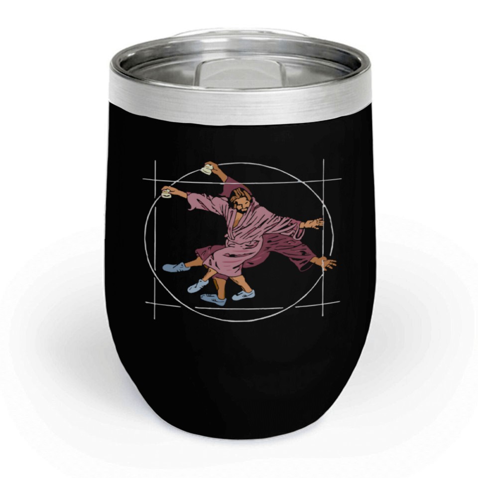 Vitruvian Dude - Big Lebowski Yoga Pose Chill Wine Tumblers | ID ...