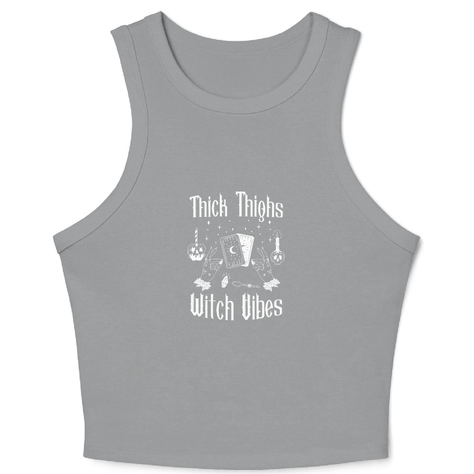 Thick Thighs Witch Vibes Goth Halloween Crop Tank Top | ID 87902637 by ...