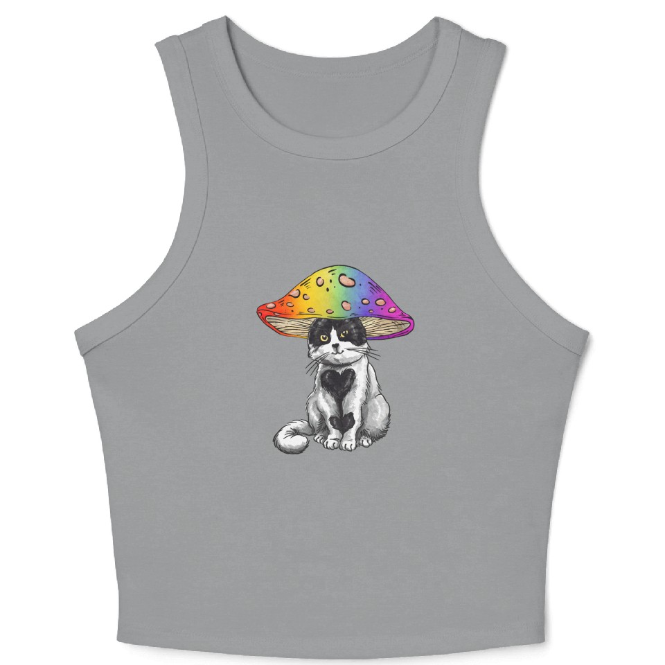 Women's Athletic Heather XL Cute Cat Mushroom LGBTQIA+ Rainbow Pride ...