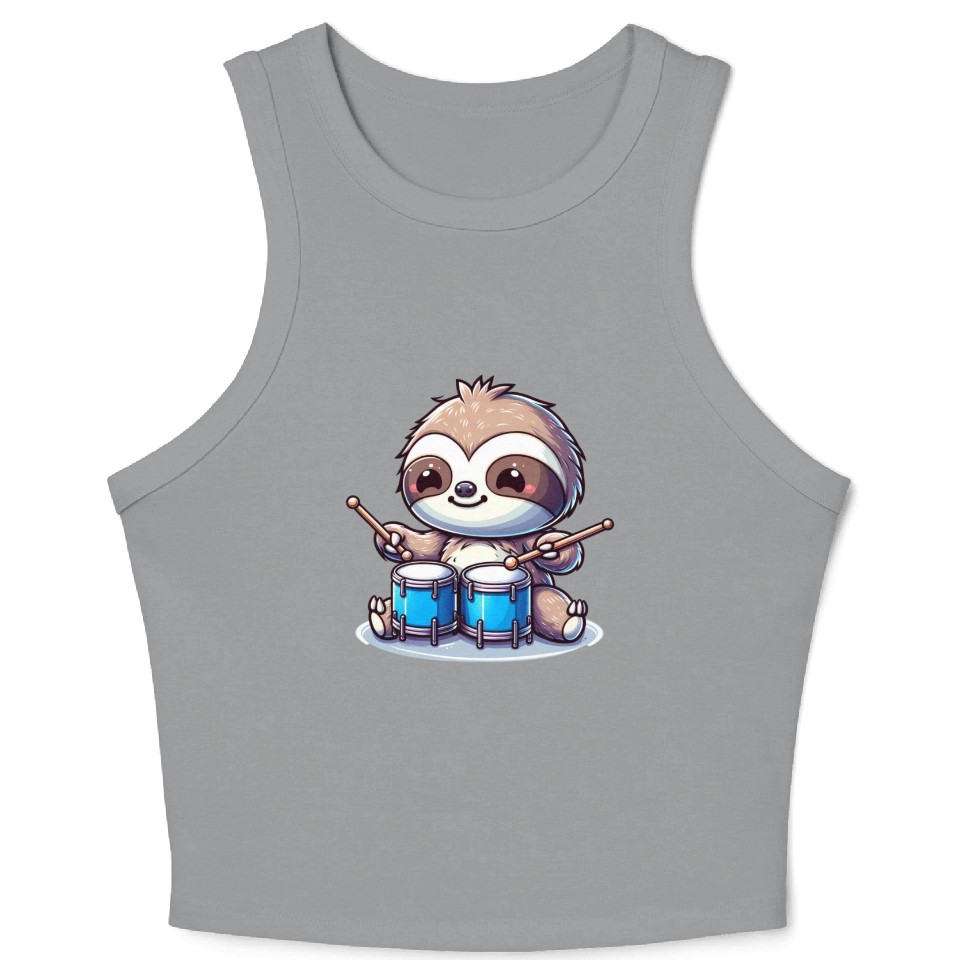 Cool Sloth Drummer Lazy Vibes Design Crop Tank Top | ID 63847821 by ...