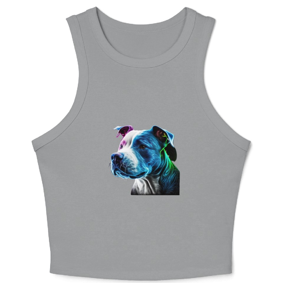 3D Neon Bluenose Pitbull Face Crop Tank Top | ID 88129089 by Camila ...