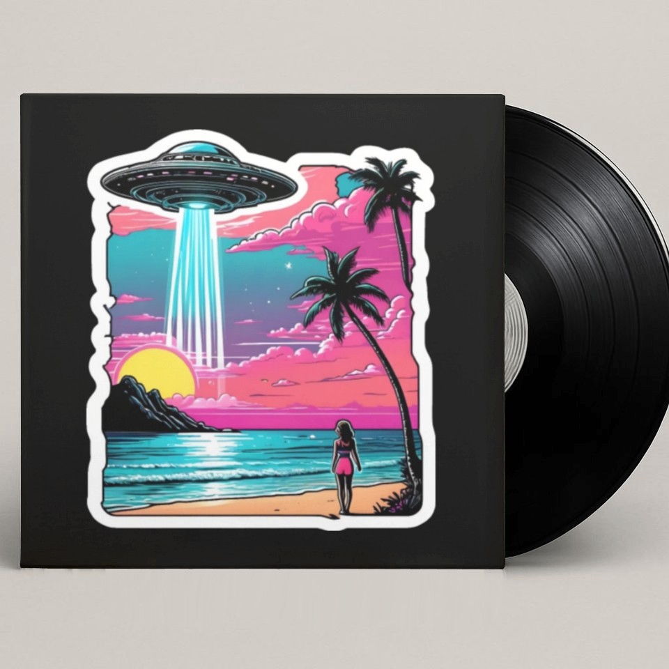 Alien abduction scene at the beach Custom Vinyl Record Sleeves | ID ...