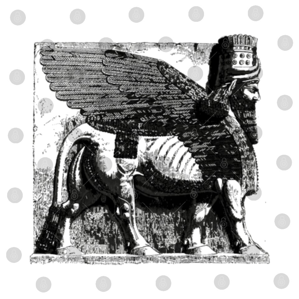 Lamassu Sumerian Persian Lion Bull Human Head Digital Files | ID ...