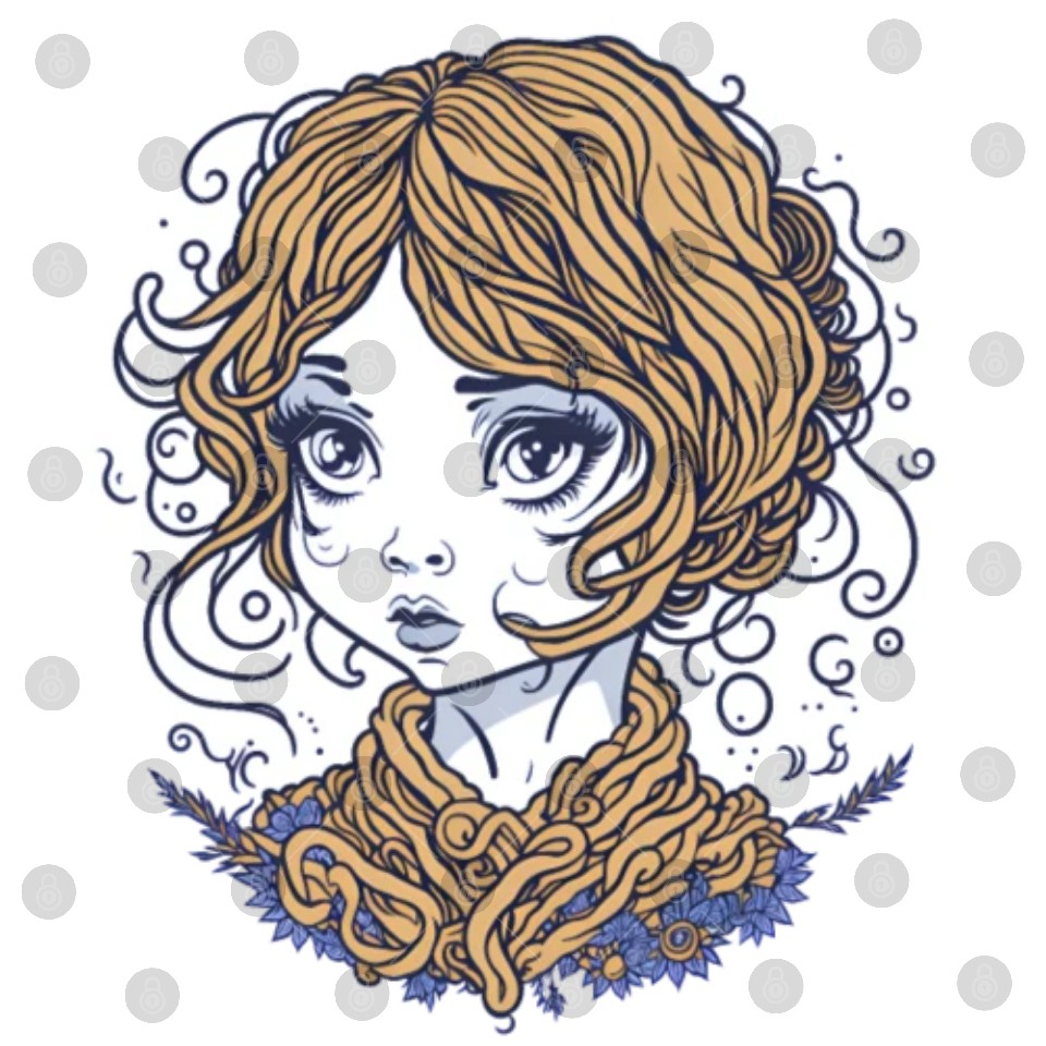 Magical Girl Line Art in Yellow and Blue Digital Files | ID 97319300 by ...