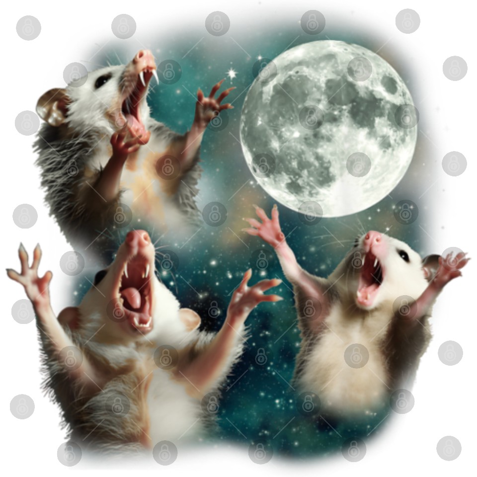 Three Possum Moon 3 Opossum Funny Weird Cursed Mem Digital Files | ID ...