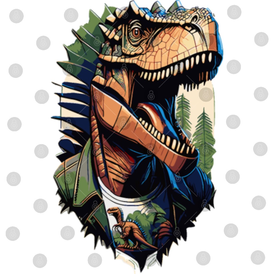 Tyrannosaurus style - Cool Raptor in Jacket Digital Files | ID 40255970 ...
