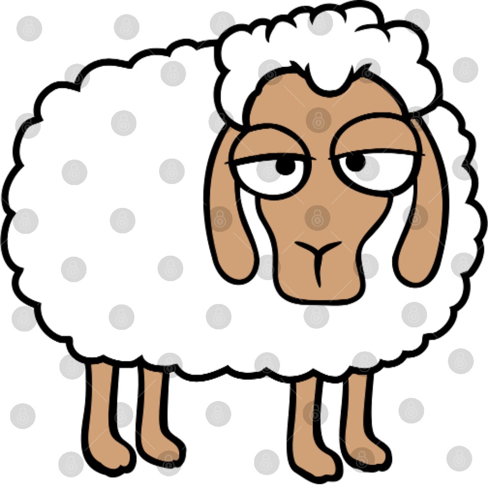 Sheep Tired Bored Look Little Sweet Lamb Bad Mood Digital Files | ID ...