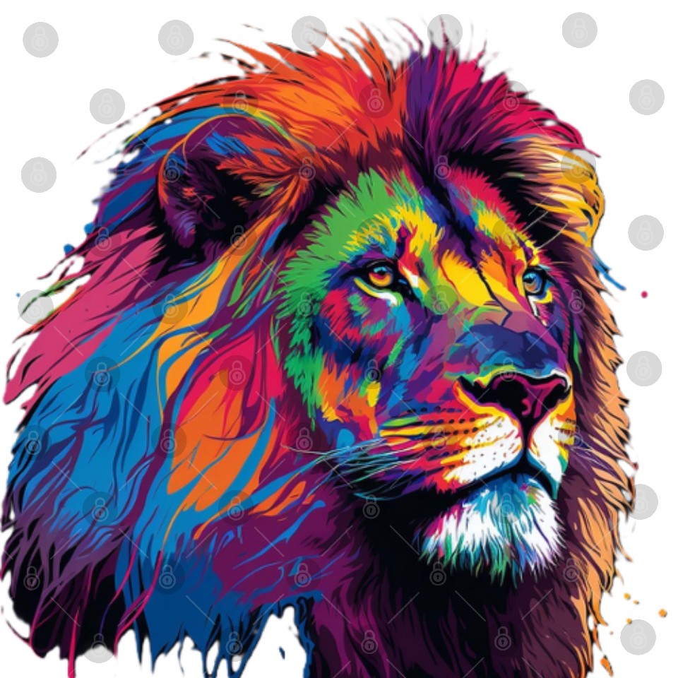 Majestic Multicolor Lion – Vibrant Pop Art Animal Digital Files | ID ...