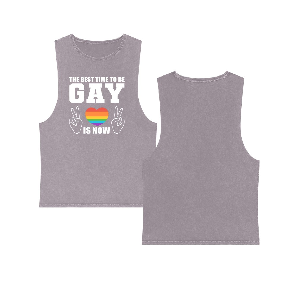 The Best Time Lesbian Gift Double Sided Mineral Wash Tank Tops | ID ...