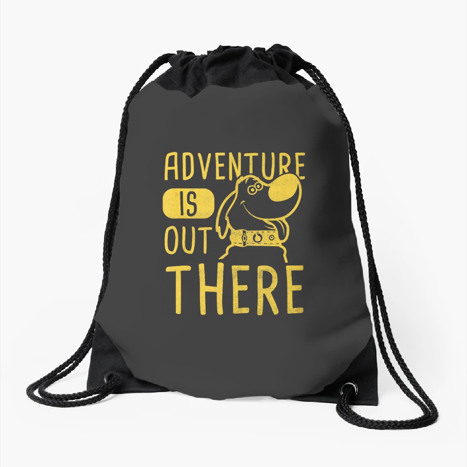 Disney Pixars Up Dug Adventure Is Out There Yellow Line Art Drawstring ...
