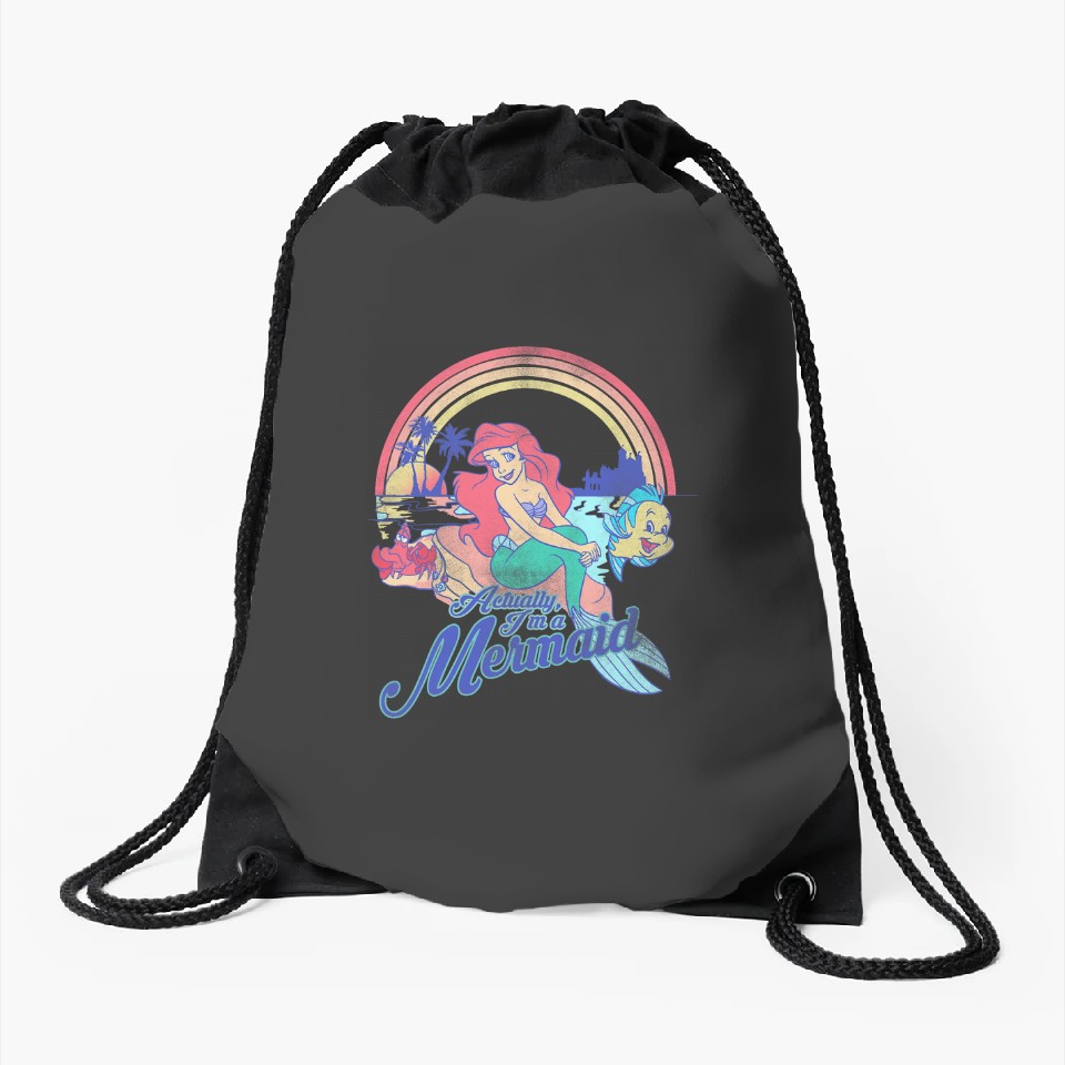 Disney The Little Mermaid Pastel Rainbow Retro Drawstring Bags | ID ...