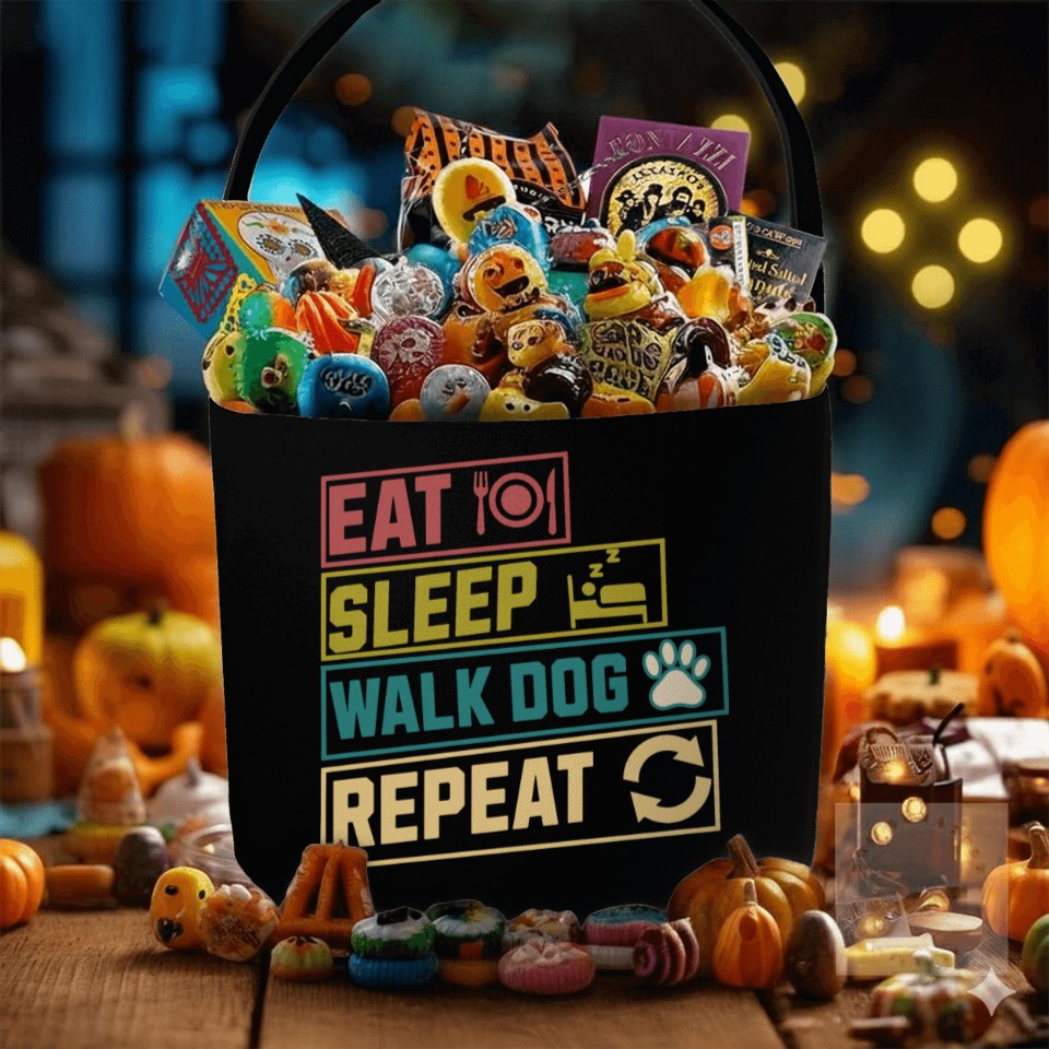 Eat sleep walk dog repeat hobby Fabric Baskets | ID 51867915 by Camila ...