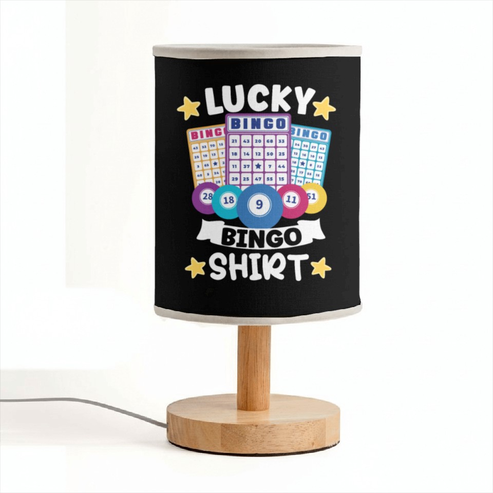 Black 10.24" Bingo Card Game Grandma Bingo Player Bingo Cards Fabric Lamps