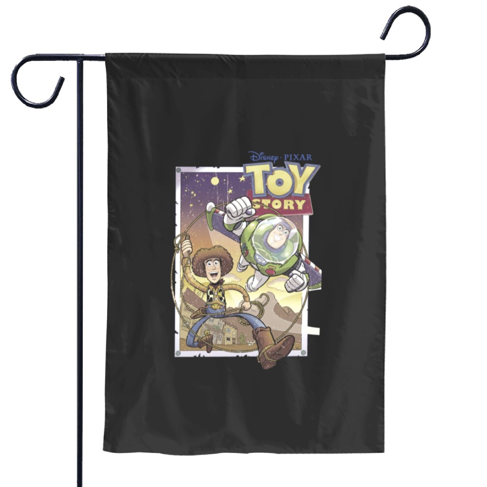 Disney Toy Story Garden Flags, Retro Woody and Buzzy Lightyear | ID ...