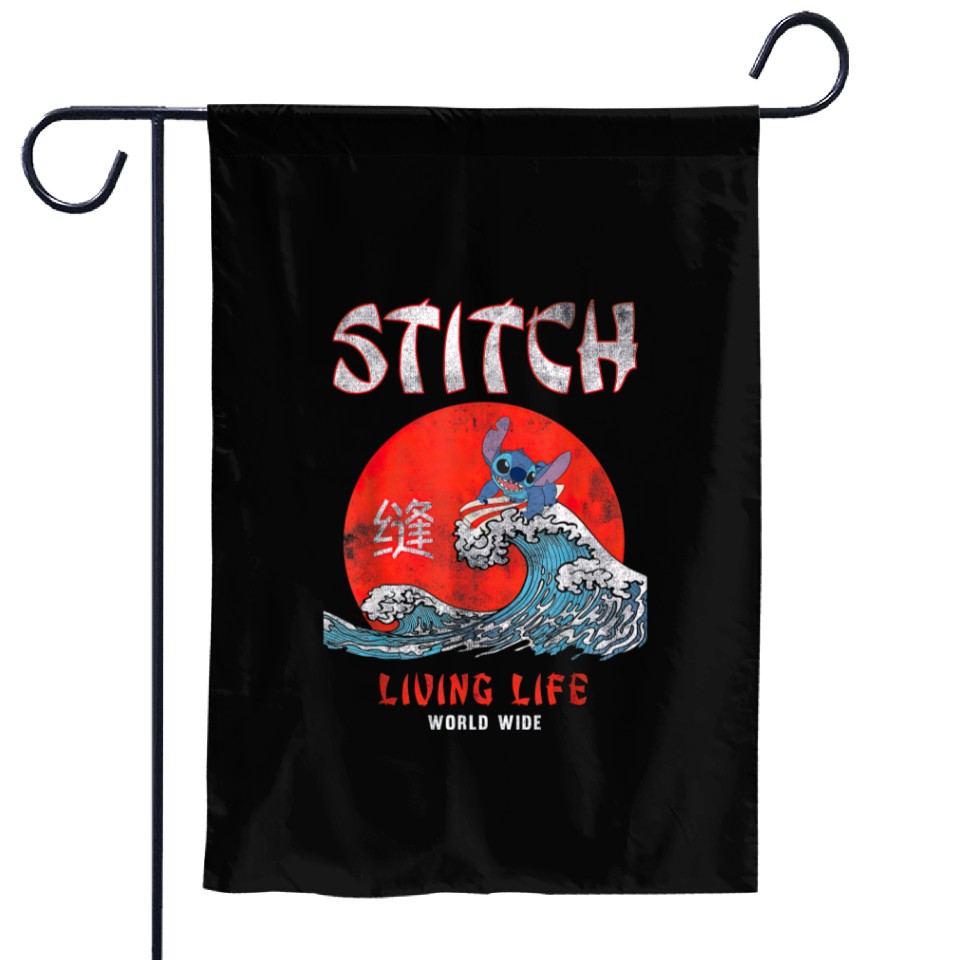 Stitch Living Life Garden Flags, Disney Stitch Garden Flags, Stitch ...
