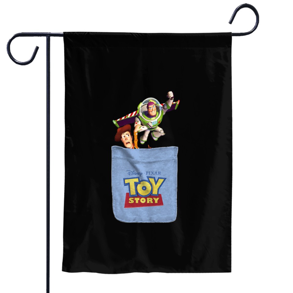 Disney Pixar Toy Story Buzz And Woody Flying Pocket Logo House Flags ...