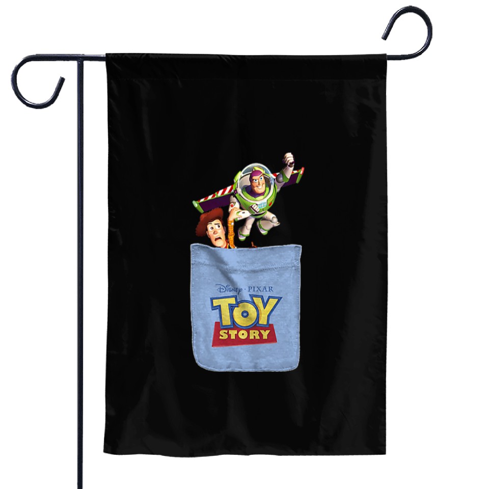Disney Pixar Toy Story Buzz And Woody Flying Pocket Logo House Flags ...