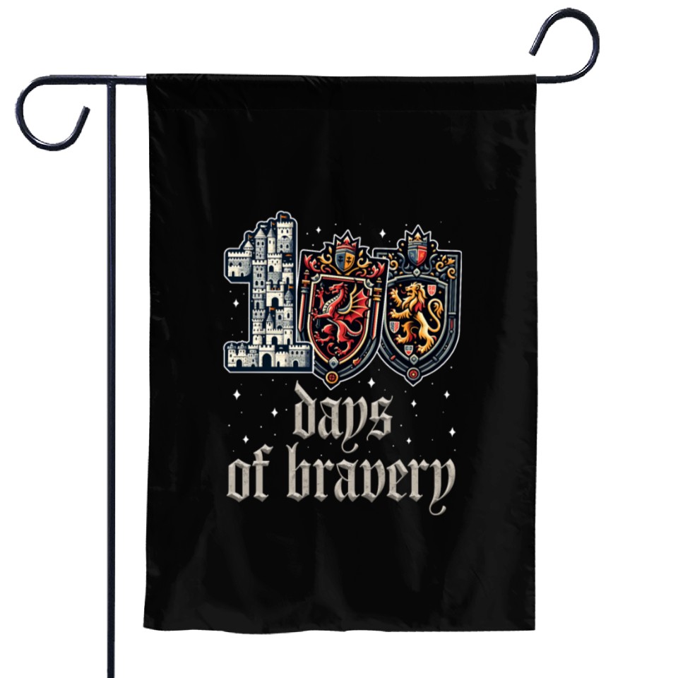 School Garden Flags, 100 Days Of Bravery Castle Towers | ID 115105107 ...