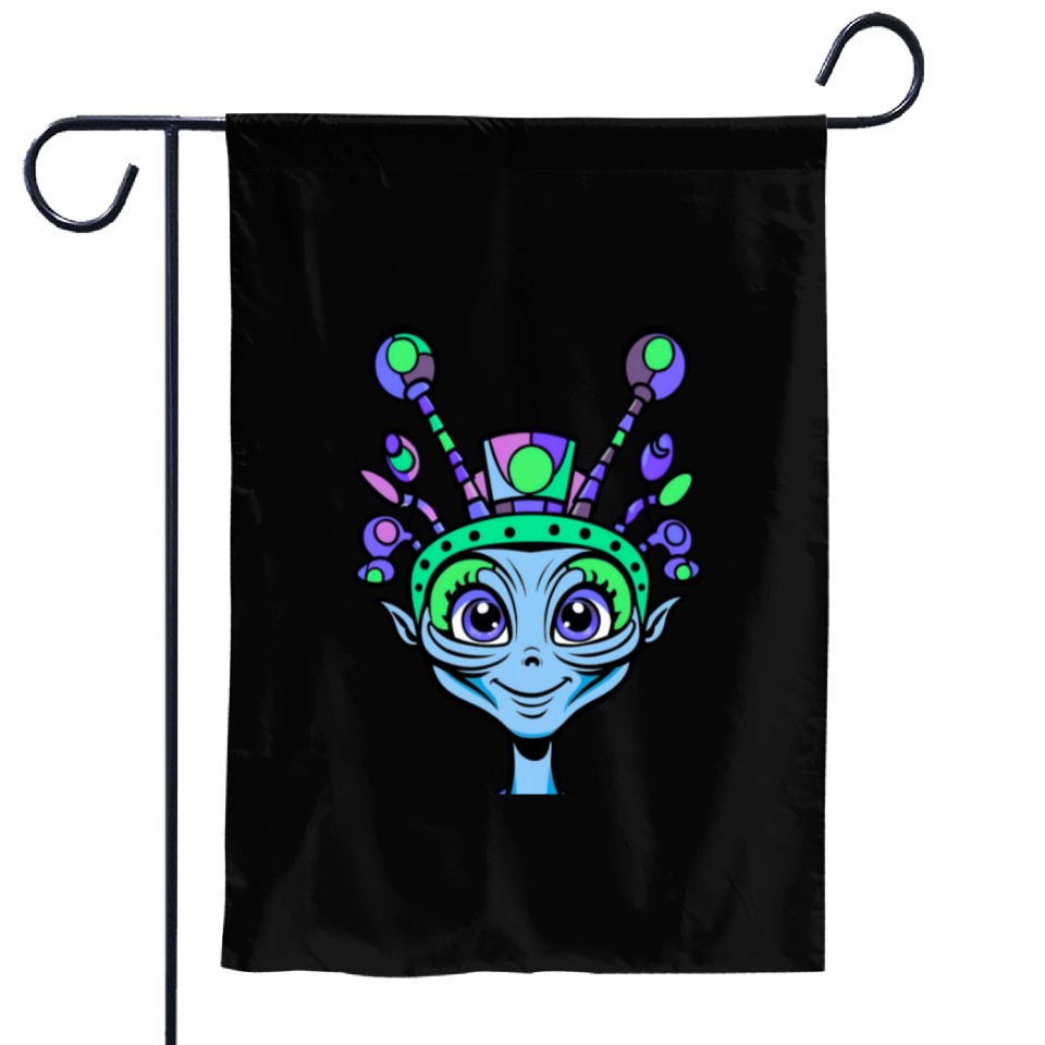 Cute Alien Wearing a Funny Hat Garden Flags | ID 65474572 by Camila ...
