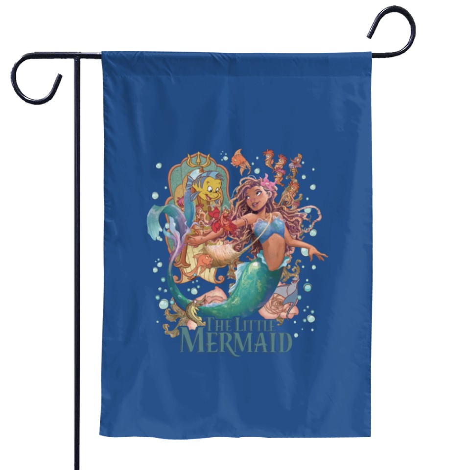 Retro Little Mermaid Garden Flags Black Little Mermaid Garden Flags ...