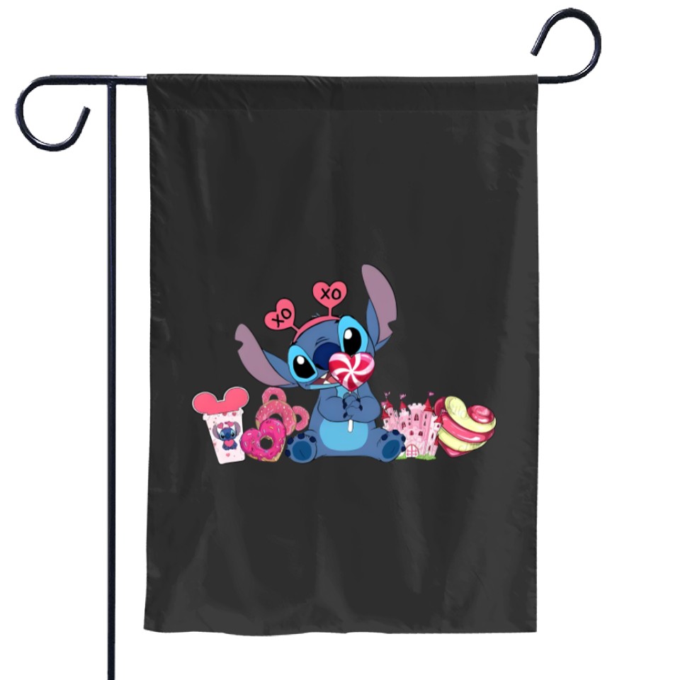 Disney Stitch Love Garden Flags, Stitch Love Couple Garden Flags | ID ...
