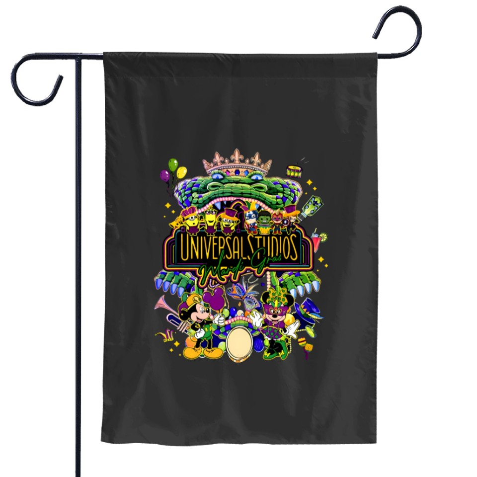 Disney Universal Studios Mardi Gras Garden Flags, Mickey and Friends ...