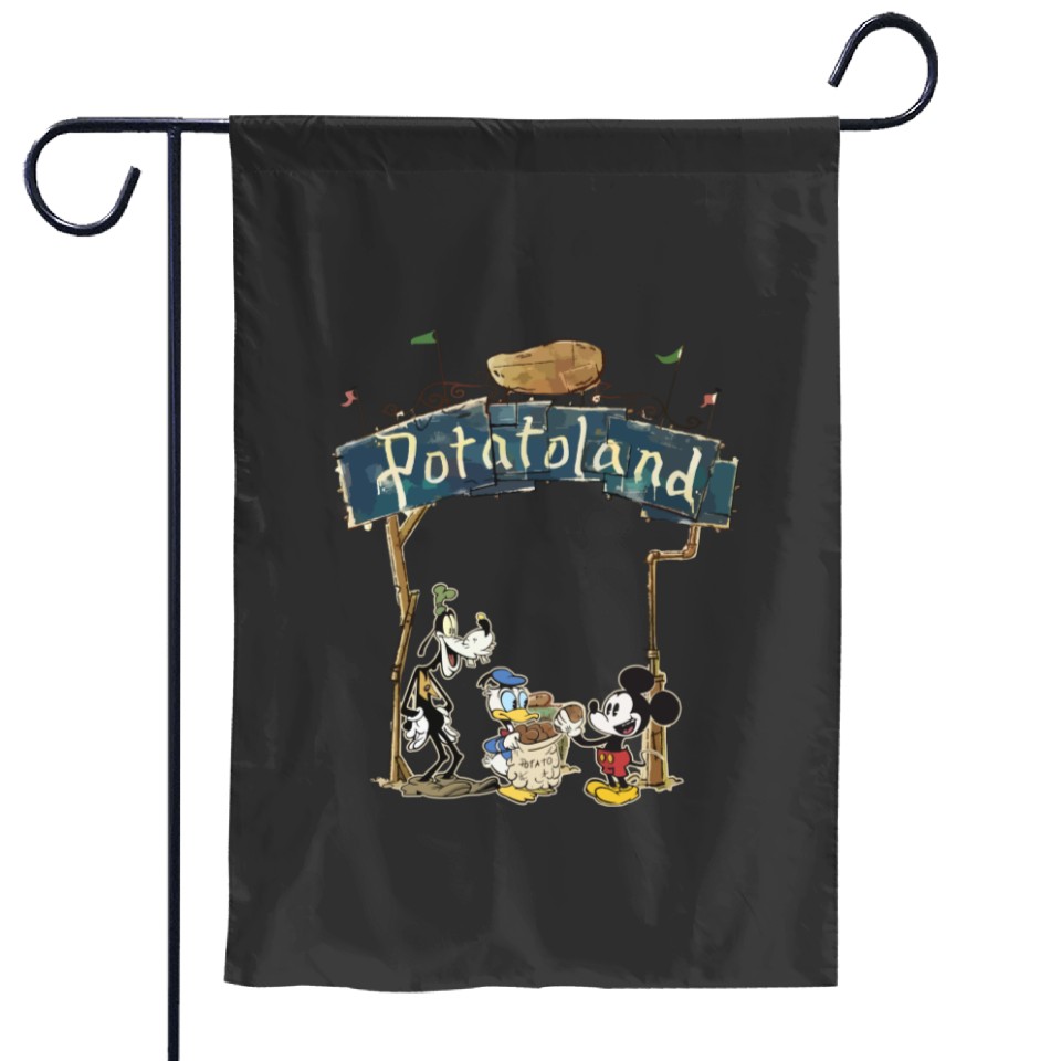 Mickey Goofy Donald Welcome To Potatoland Garden Flags, Disney Mickey ...
