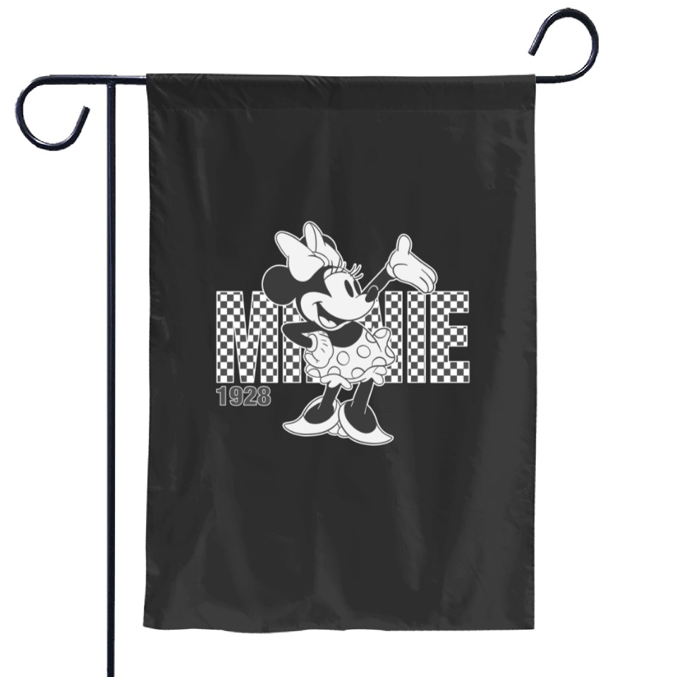 Vintage Retro Minnie Checkered Garden Flags, Disney Checkered Garden ...