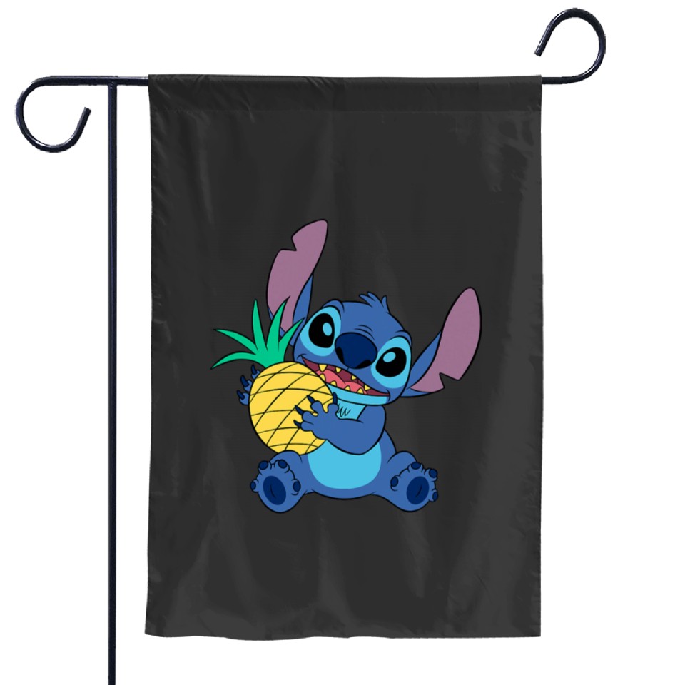 Disney Lilo Stitch Cute Stitch Holding A Pineappless Garden Flags | ID ...