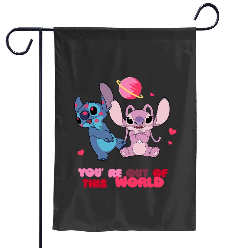 Disney Stitch Angel Youre Out of This World Valentines Garden Flags ...