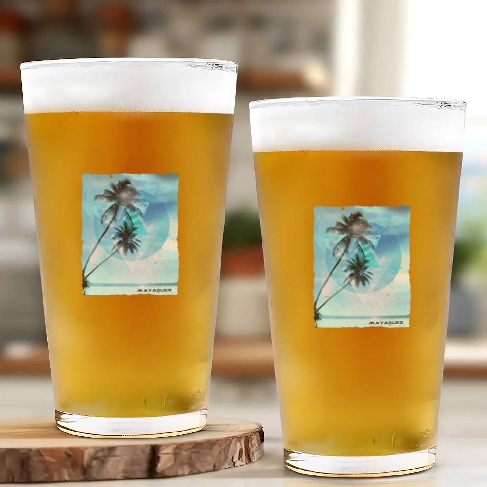 Artistic Mayaguez Puerto Rico Palm Tree Vacation Glass Cups | ID ...