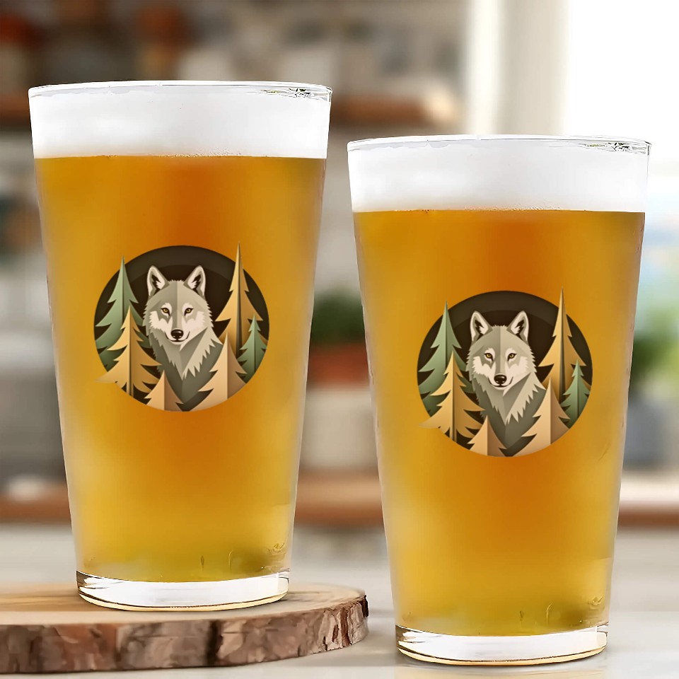 Wolf and Nature Geometric Pattern Glass Cups | ID 53612298 by Camila ...