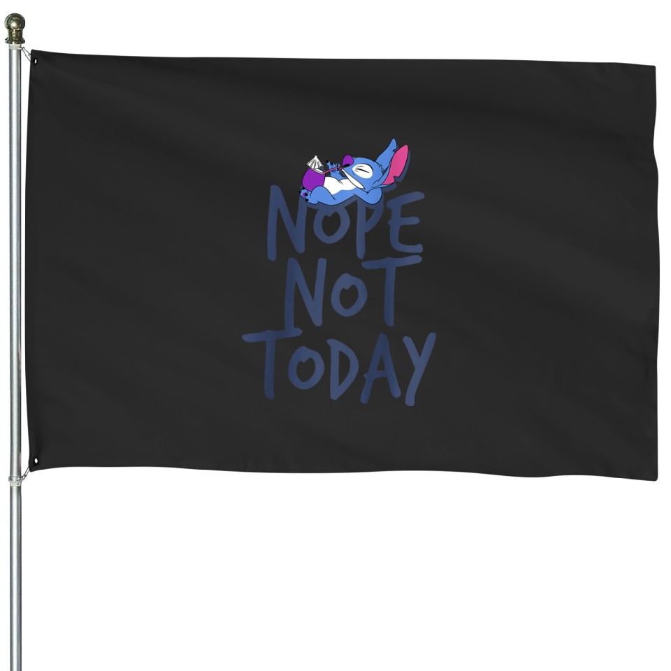 Disney Lilo Stitch Nope Not Today Stitch Relaxing Logo House Flags | ID ...