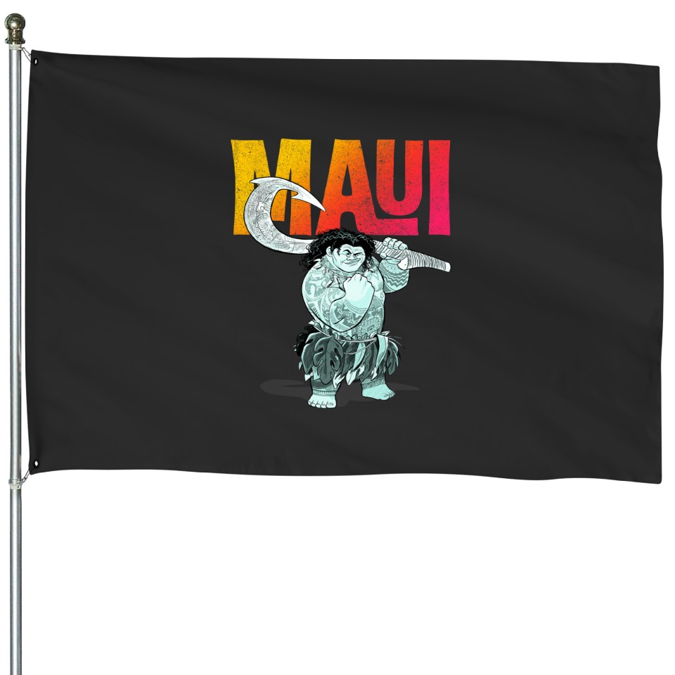 Disney Moana Maui Gradient Text Tough Pose Portrait House Flags | ID ...