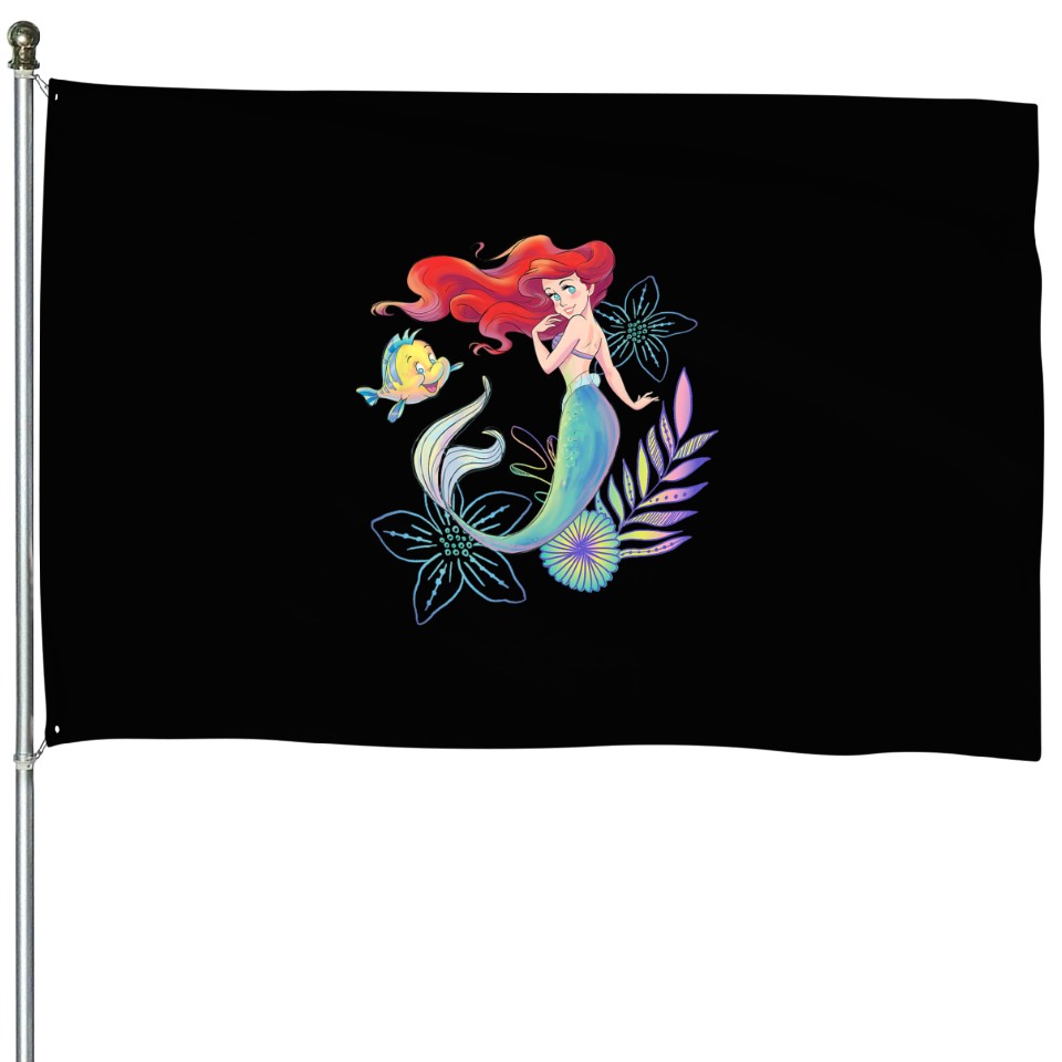 Disney The Little Mermaid Ariel and Flounder Sea House Flags | ID ...