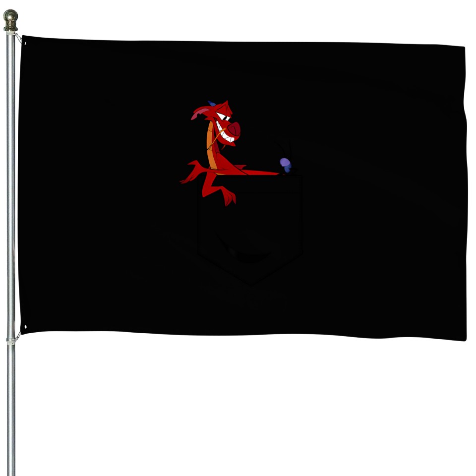 Disney Mulan Mushu Left Chest Pocket Graphic Hoodie House Flags | ID ...