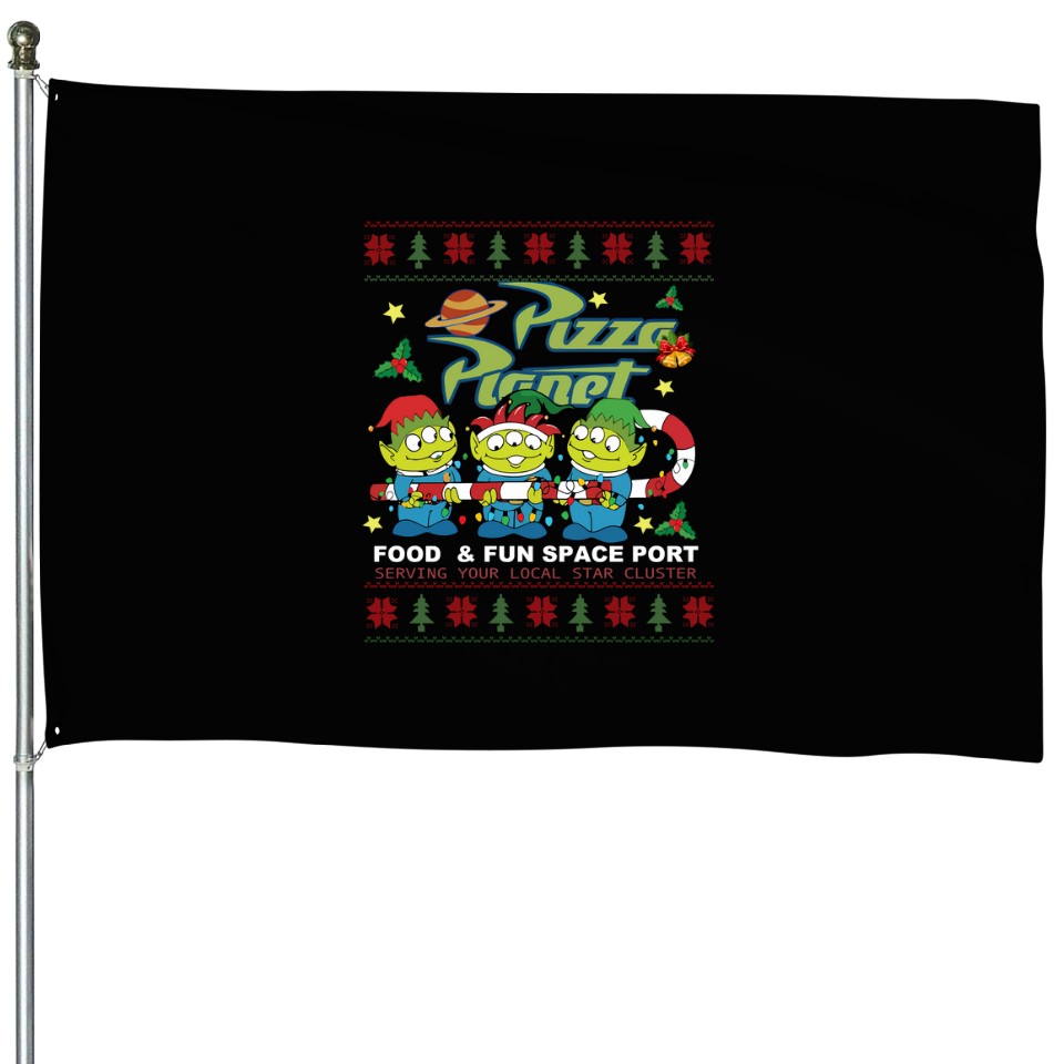 Disney Christmas Toy Story Pizza Planet Aliens House Flags | ID ...